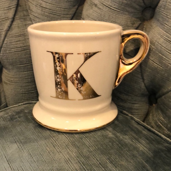 Anthropologie | Kitchen | Anthropologie Gold And Cream Letter K ...